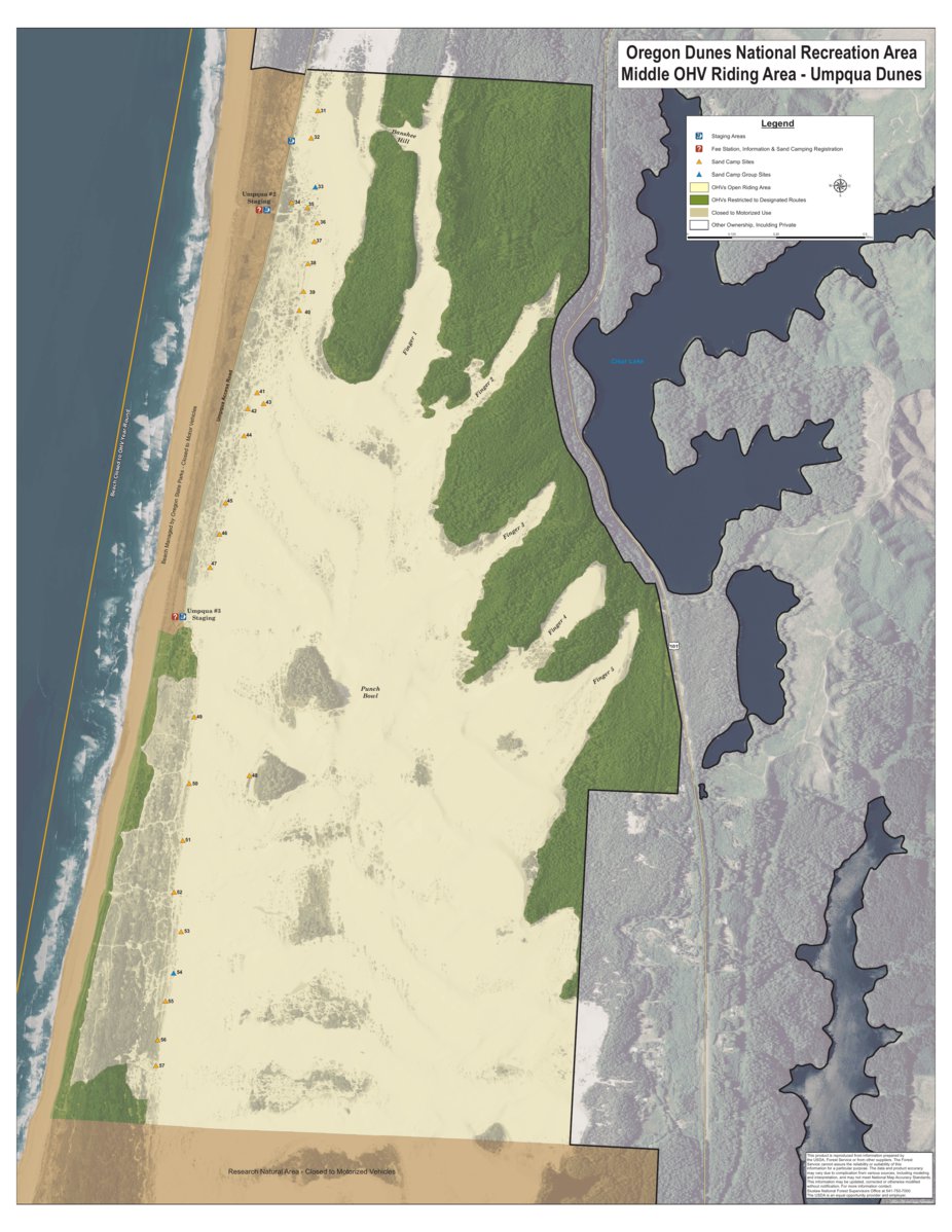 Oregon Dunes NRA - Middle OHV Riding Area - Umpqua Dunes Map by US ...