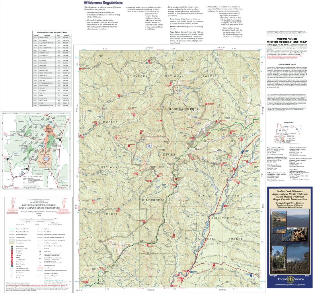 Rogue-Umpqua Divide Wilderness Map by US Forest Service R6 Pacific ...