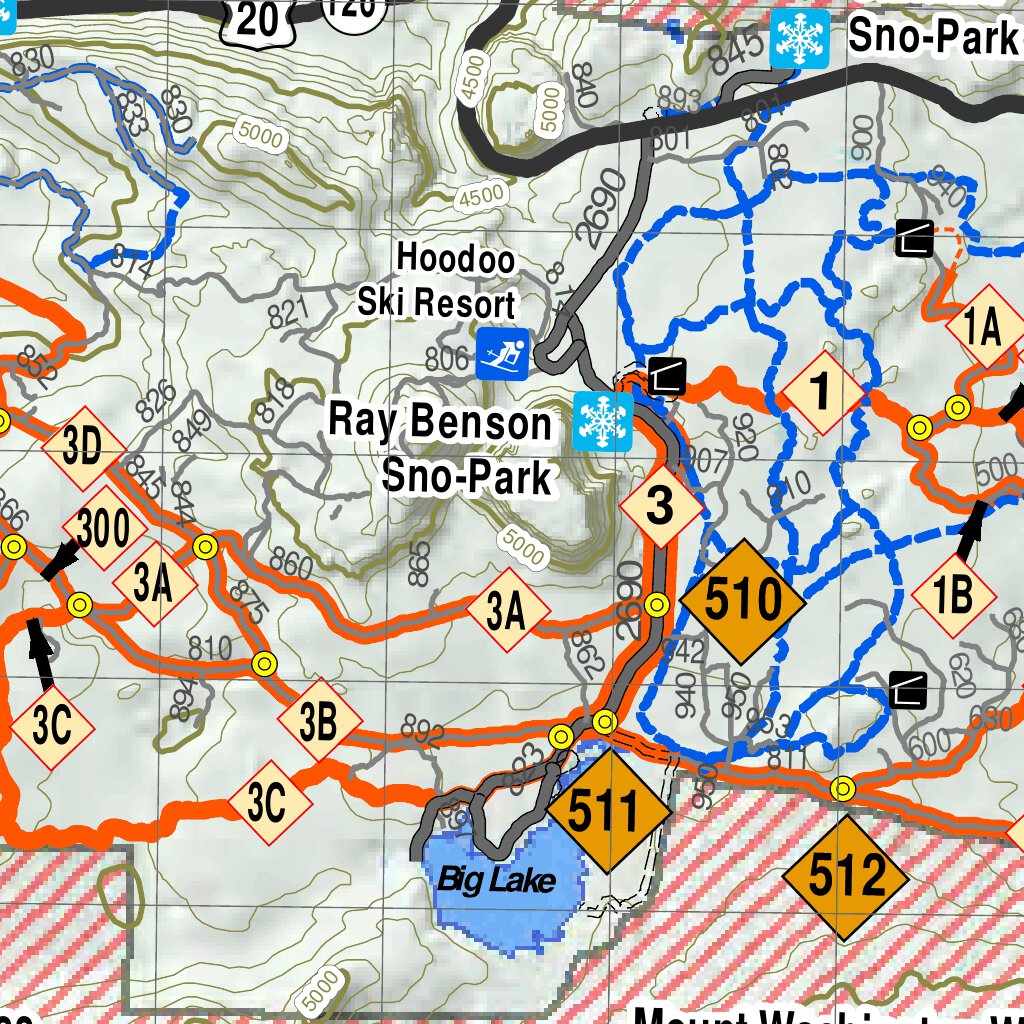 Santiam Pass Snowmobile Trail Map - Mount Jefferson Snowmobile Club by ...
