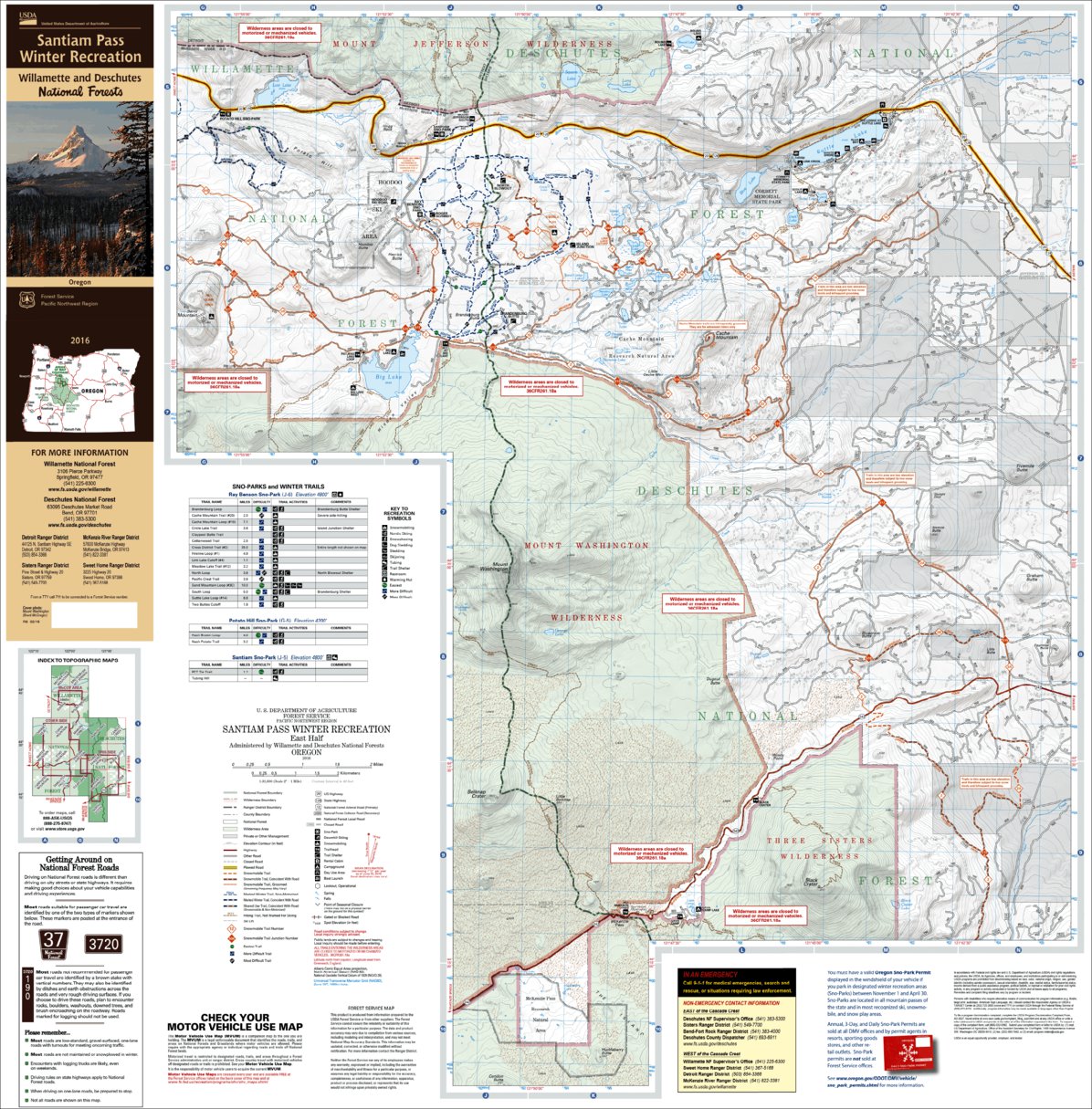 Santiam Pass Winter Recreation Map East by US Forest Service R6 Pacific ...
