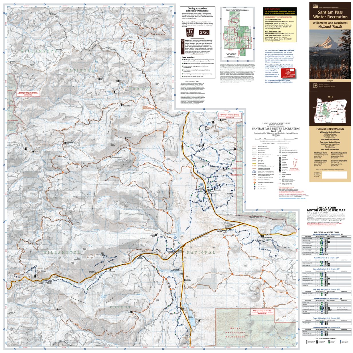 Santiam Pass Winter Recreation Map West by US Forest Service R6 Pacific ...