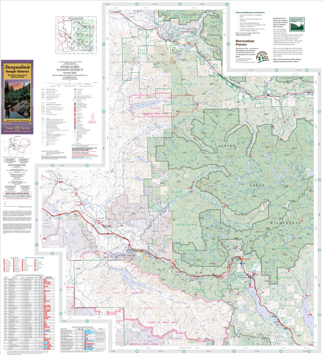 Snoqualmie Ranger District Map North by US Forest Service R6 Pacific ...