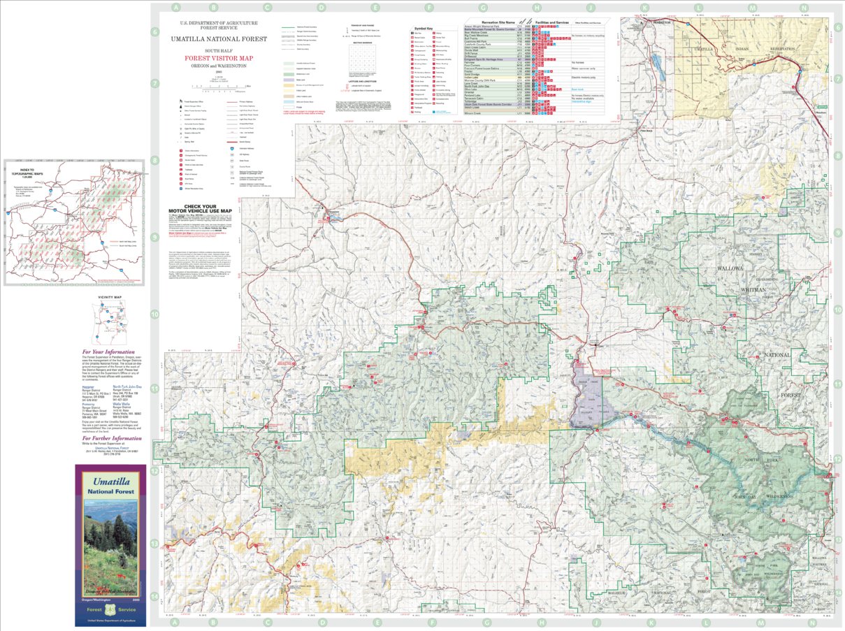 Umatilla Forest Visitor Map South by US Forest Service R6 Pacific ...