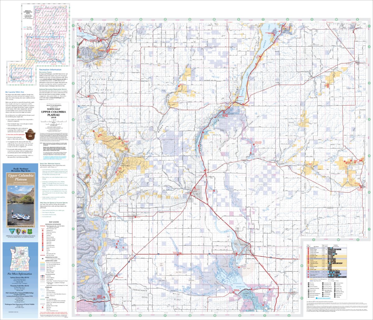 Upper Columbia Plateau Recreation Map North by US Forest Service R6 ...