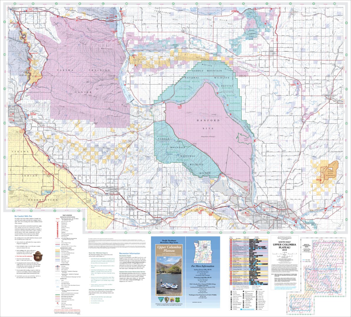 Upper Columbia Plateau Recreation Map South by US Forest Service R6 ...