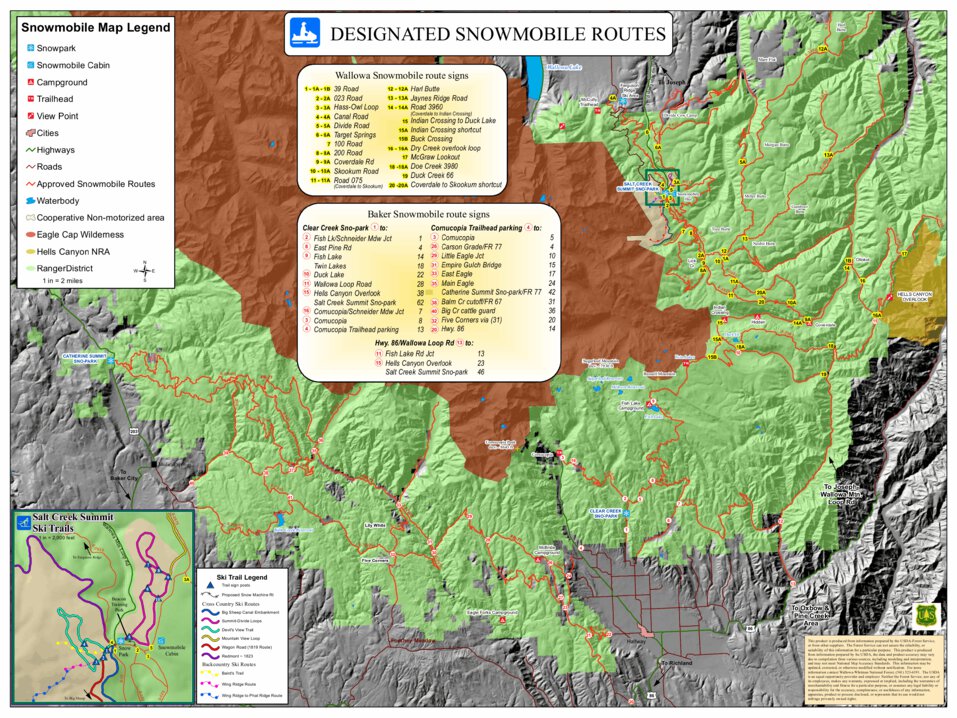 Wallowa-Whitman NF - Designated Snowmobile Routes Map by US Forest ...