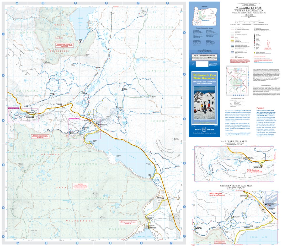 Willamette Pass Winter Recreation Map by US Forest Service R6 Pacific ...