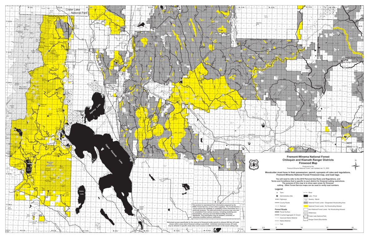 Winema NF - South Chiloquin RD and Klamath RD - Firewood Map by US ...