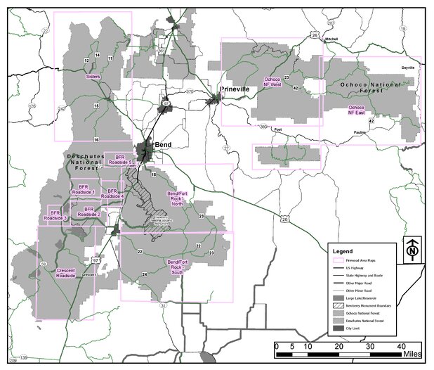 Central Oregon Firewood Vicinity Map by US Forest Service R6 Pacific ...