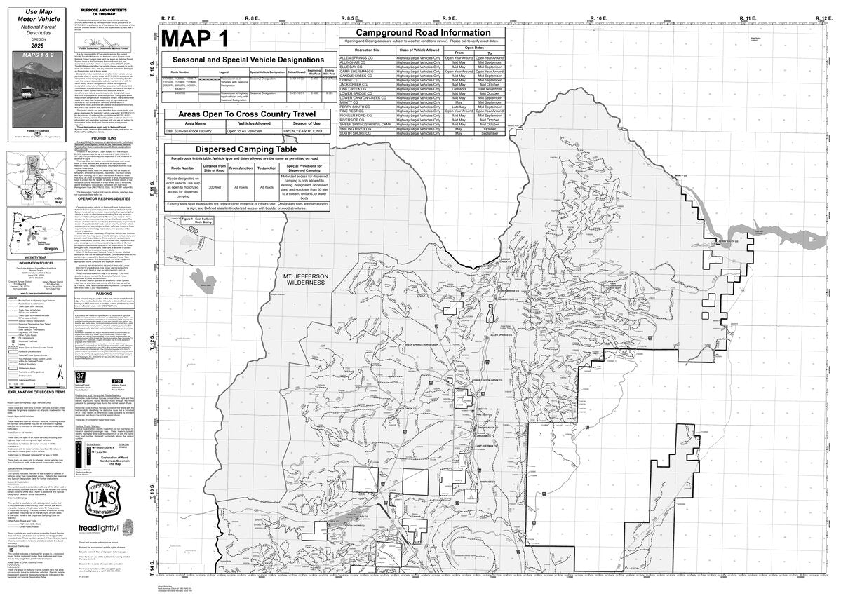 Deschutes NF - Motor Vehicle Use Map - Map # 1 by US Forest Service R6 ...
