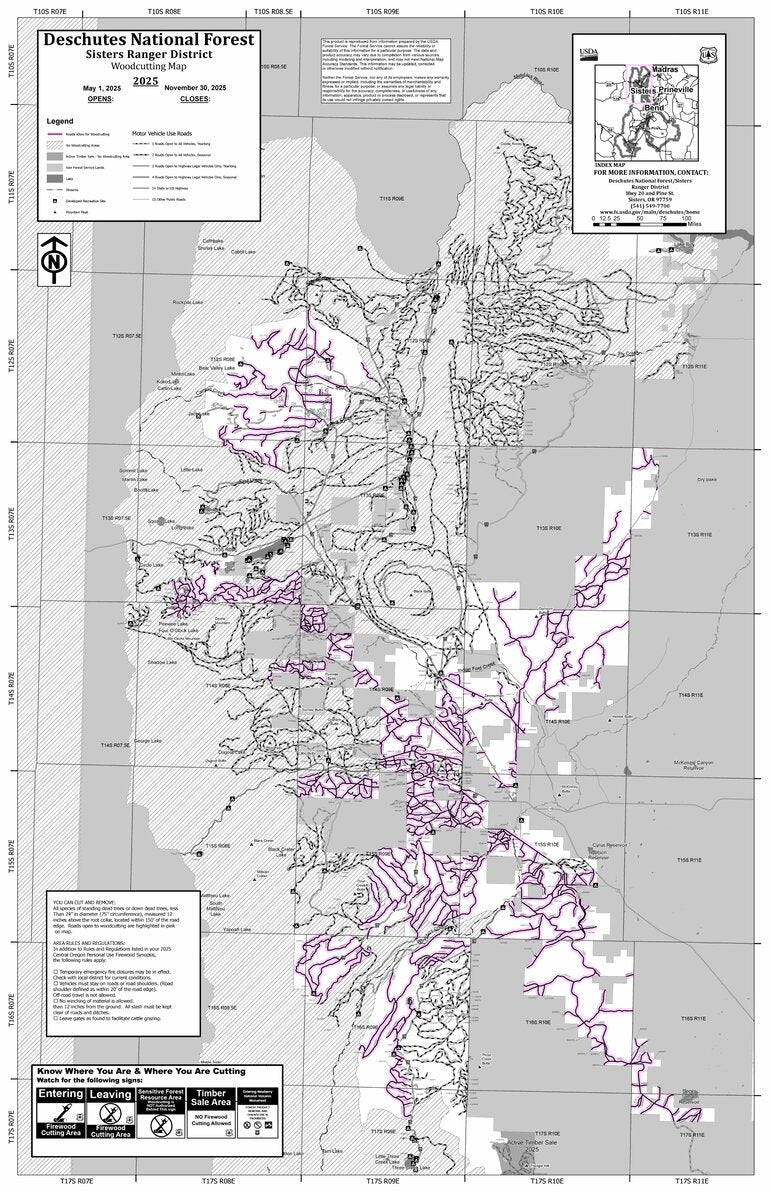 Deschutes NF - Sisters RD - Firewood Map by US Forest Service R6 ...