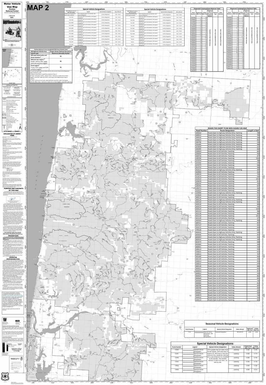 Siuslaw National Forest - Motor Vehicle Use Map - Map 2 - Central Coast ...