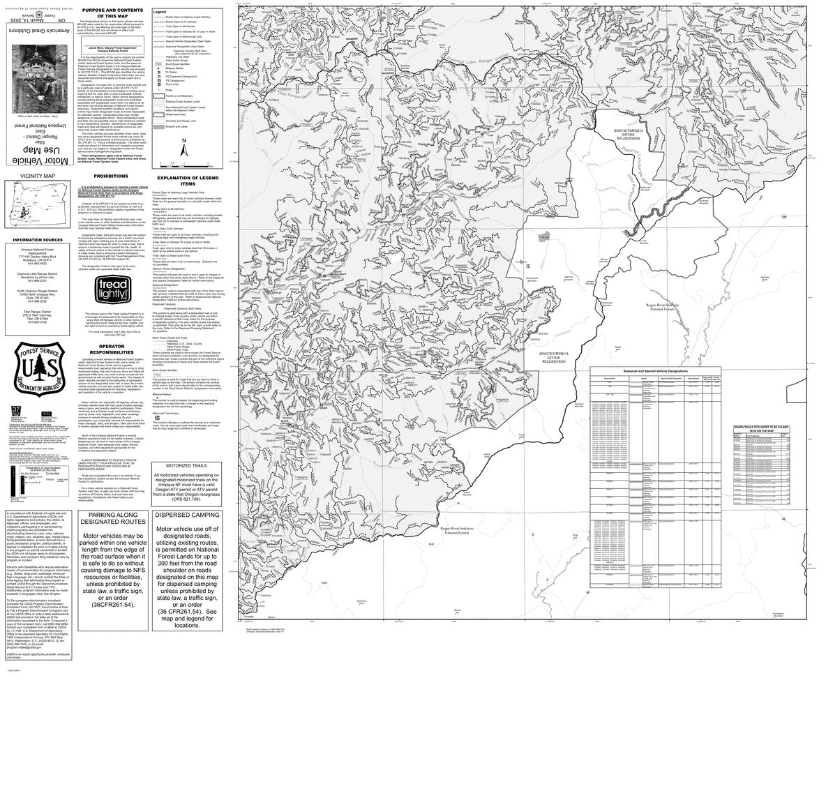 Umpqua NF- Tiller RD (EAST) - Motor Vehicle Use Map by US Forest ...