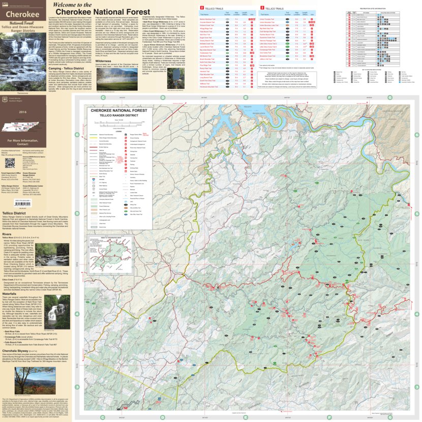 Cherokee National Forest, Tellico District, Forest Visitor Map, FVM by ...