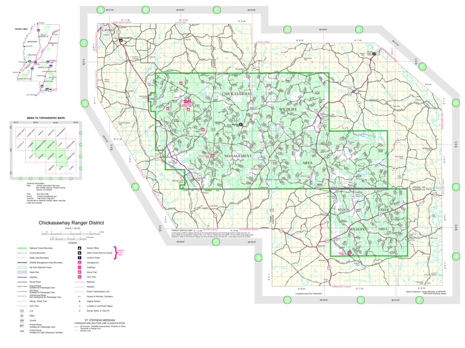 De Soto National Forest Visitor Map Chickasawhay District by US Forest ...