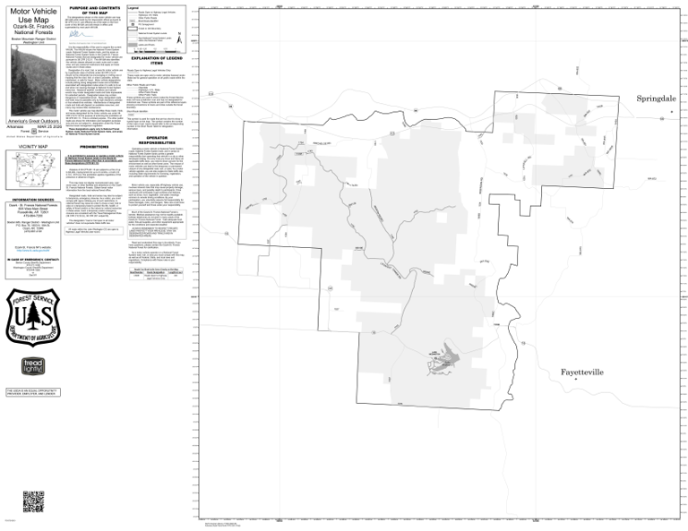 Motor Vehicle Use Map, MVUM, Wedington District, Ozark-St. Francis ...