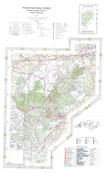 Pisgah National Forest, Pisgah Ranger District Forest Visitor Map by US ...
