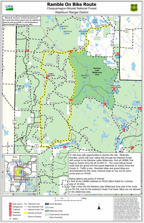 Chequamegon Nicolet National Forest Ramble On Bike Route Map by US ...