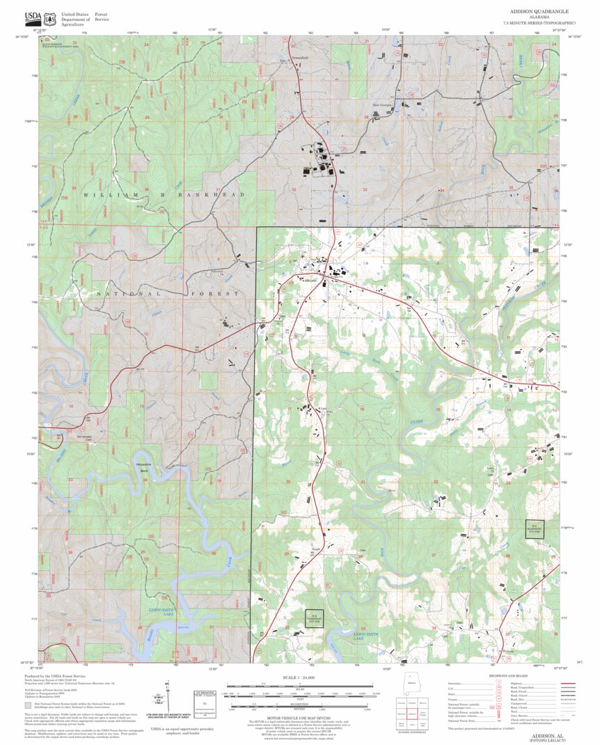 Addison, AL FSTopo Legacy Map by US Forest Service - Topo | Avenza Maps