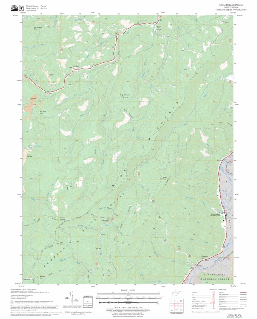 Adolph, WV FSTopo Legacy Map by US Forest Service - Topo | Avenza Maps