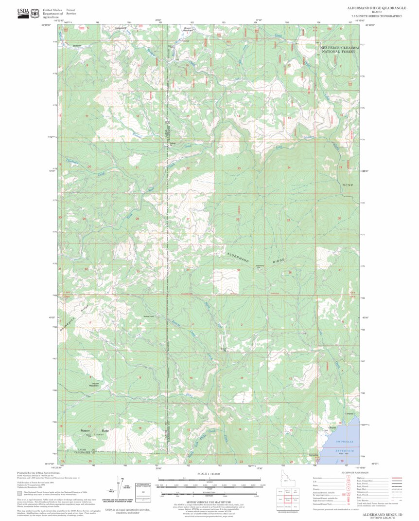 Aldermand Ridge, ID FSTopo Legacy Map by US Forest Service - Topo ...