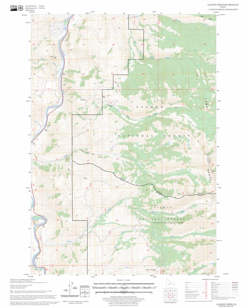 Allison Creek, ID FSTopo Legacy Map by US Forest Service - Topo ...