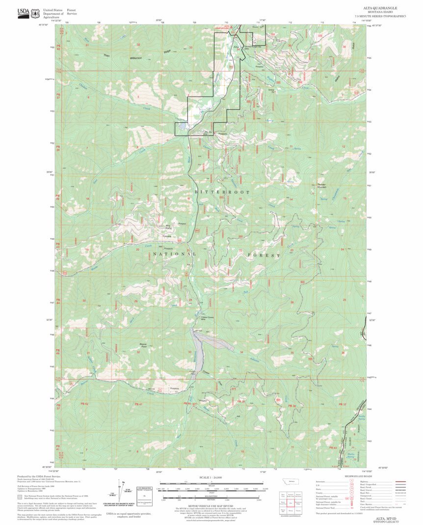 Alta, MT - ID FSTopo Legacy Map by US Forest Service - Topo | Avenza Maps