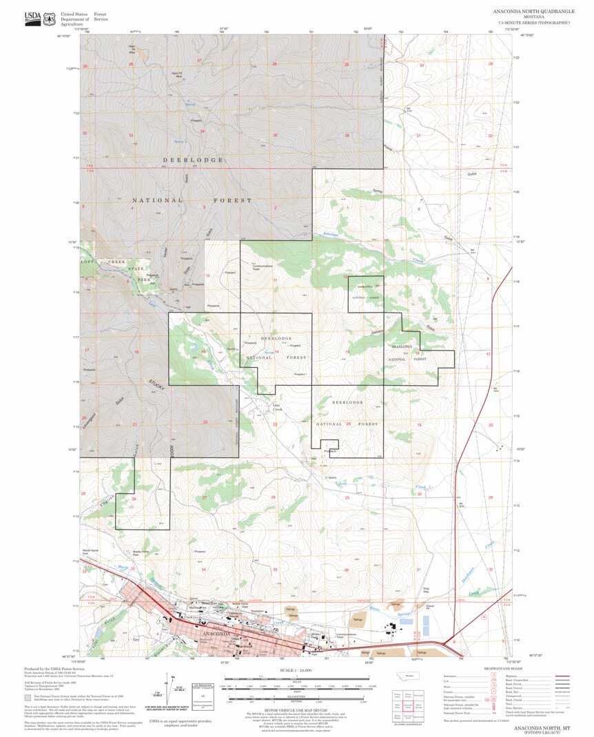 Anaconda North, MT FSTopo Legacy Map by US Forest Service - Topo ...