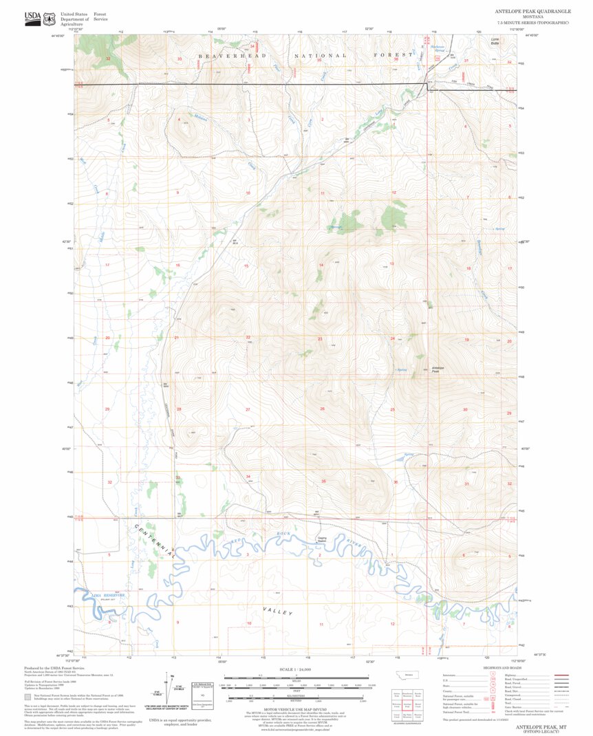 Antelope Peak, MT FSTopo Legacy Map by US Forest Service - Topo ...