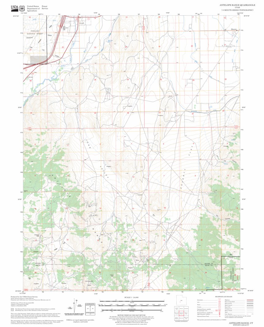 Antelope Range, UT FSTopo Legacy Map by US Forest Service - Topo ...