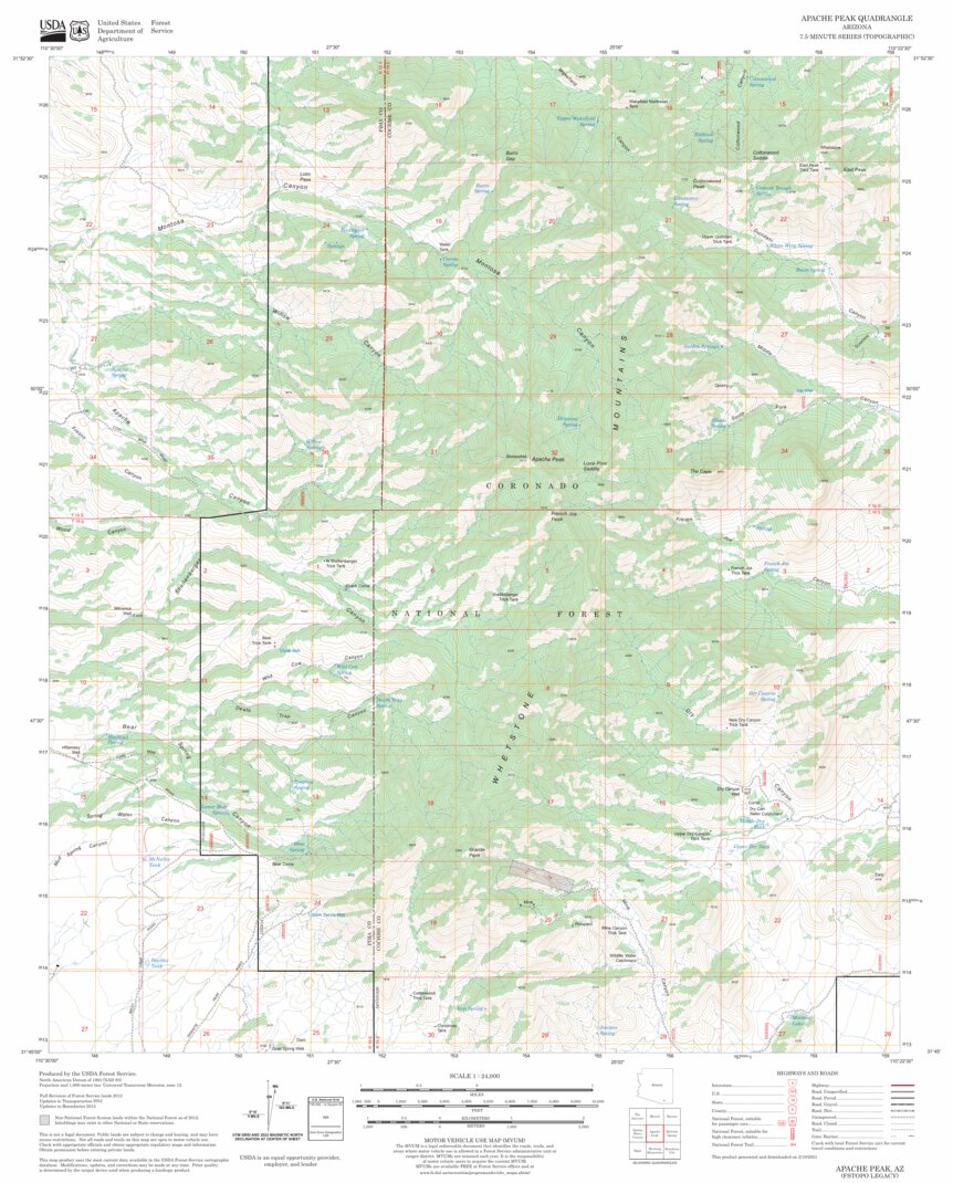 Apache Peak, AZ FSTopo Legacy Map by US Forest Service - Topo | Avenza Maps