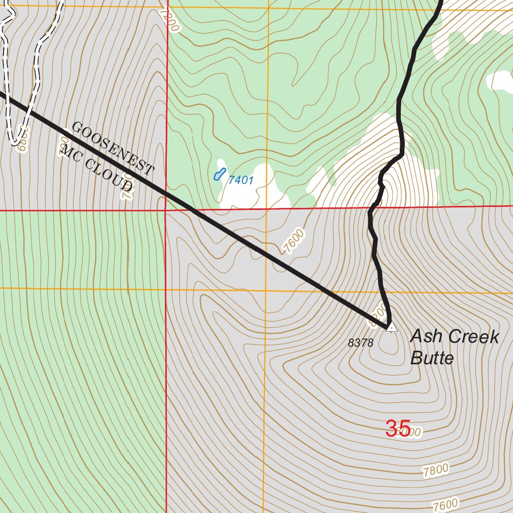 Ash Creek Butte, CA FSTopo Legacy Map by US Forest Service - Topo ...