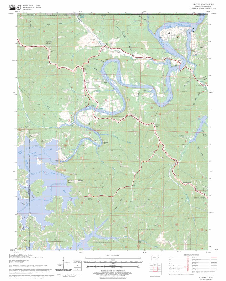 Beaver, AR - MO FSTopo Legacy Map by US Forest Service - Topo | Avenza Maps