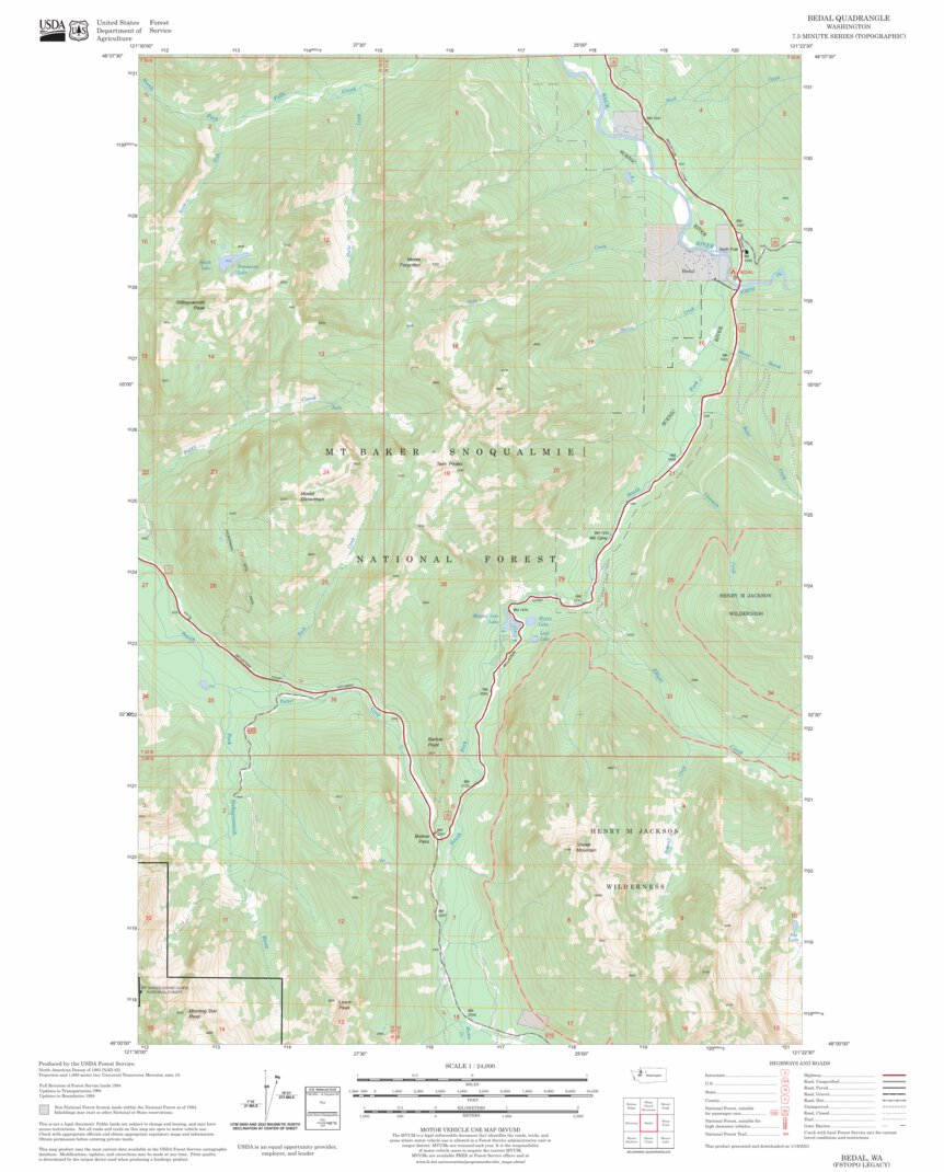 Bedal, WA FSTopo Legacy Map by US Forest Service - Topo | Avenza Maps