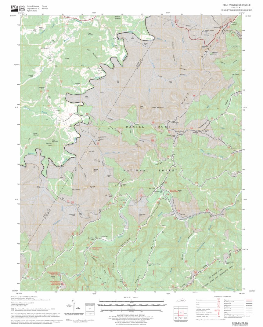Bell Farm, KY FSTopo Legacy Map by US Forest Service - Topo | Avenza Maps