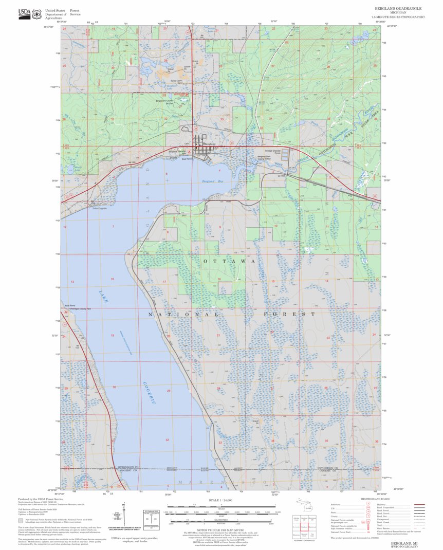 Bergland, MI FSTopo Legacy Map by US Forest Service - Topo | Avenza Maps