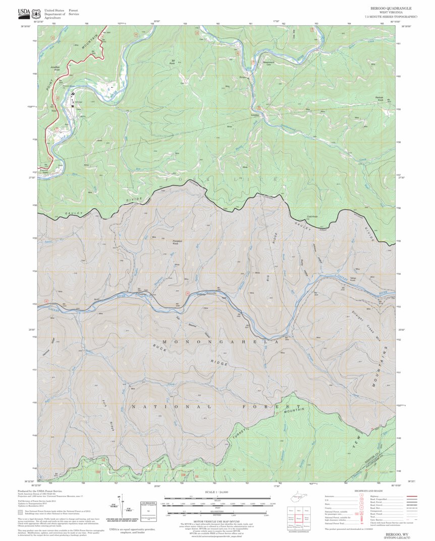 Bergoo, WV FSTopo Legacy Map by US Forest Service - Topo | Avenza Maps
