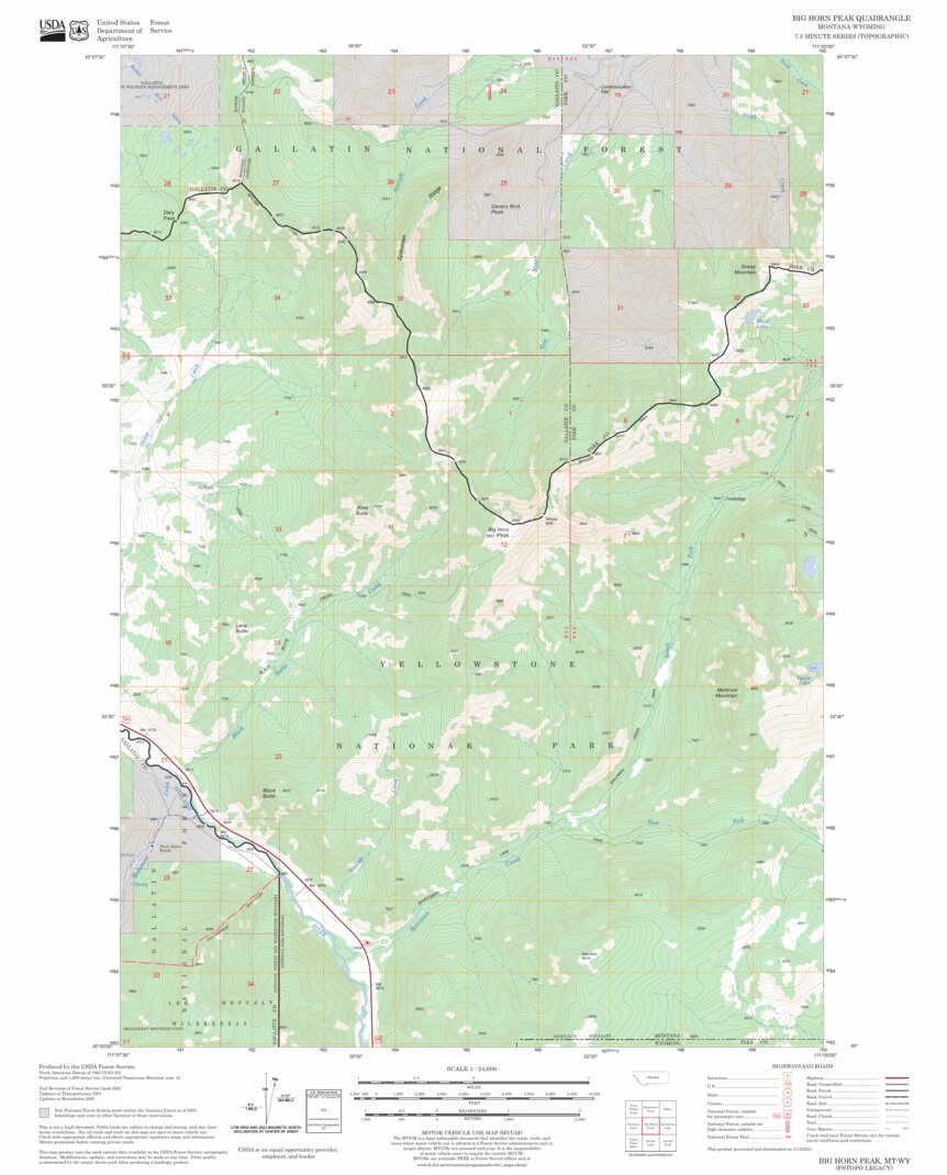 Big Horn Peak, MT - WY FSTopo Legacy Map by US Forest Service - Topo ...