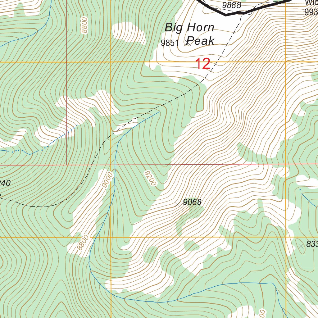 Big Horn Peak, MT - WY FSTopo Legacy Map by US Forest Service - Topo ...