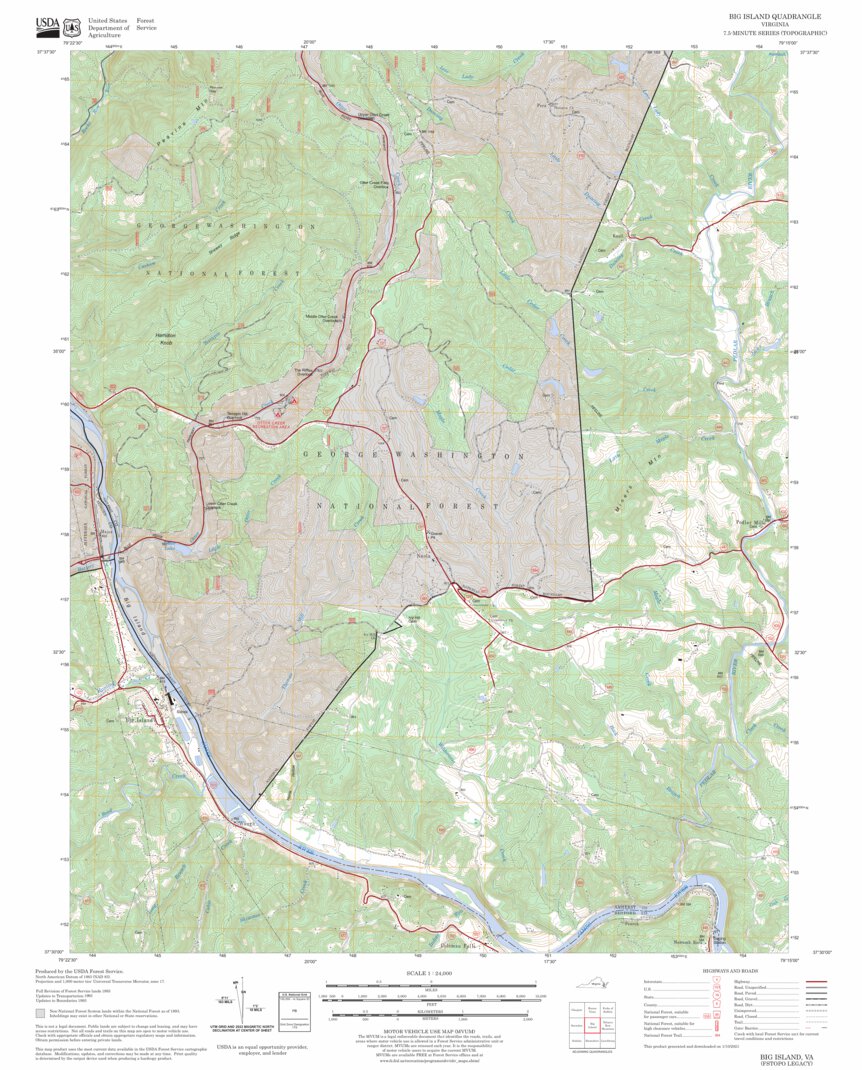 Big Island, VA FSTopo Legacy Map by US Forest Service - Topo | Avenza Maps