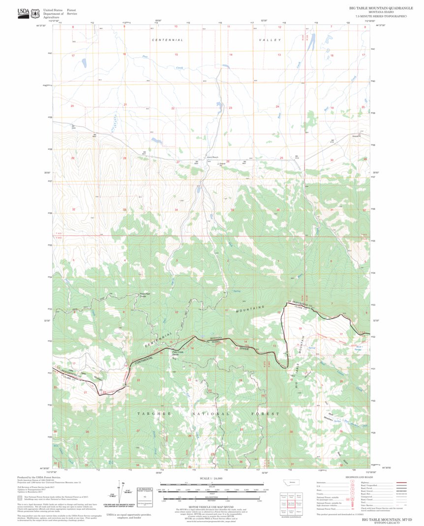 Big Table Mountain, MT - ID FSTopo Legacy Map by US Forest Service ...