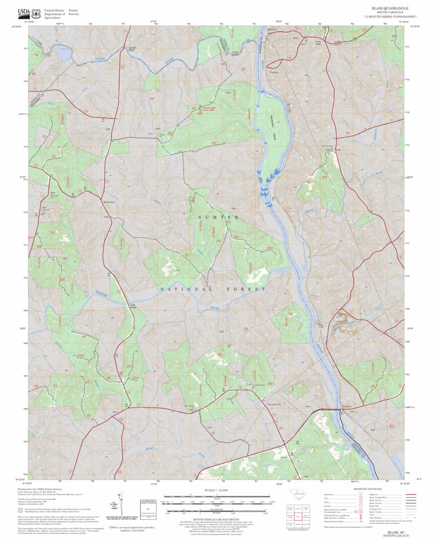 Blair, SC FSTopo Legacy Map by US Forest Service - Topo | Avenza Maps