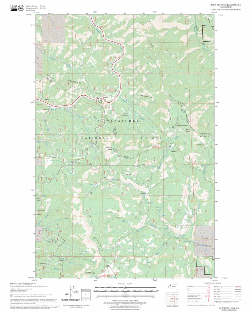 Blewett Pass, WA FSTopo Legacy Map by US Forest Service - Topo | Avenza ...