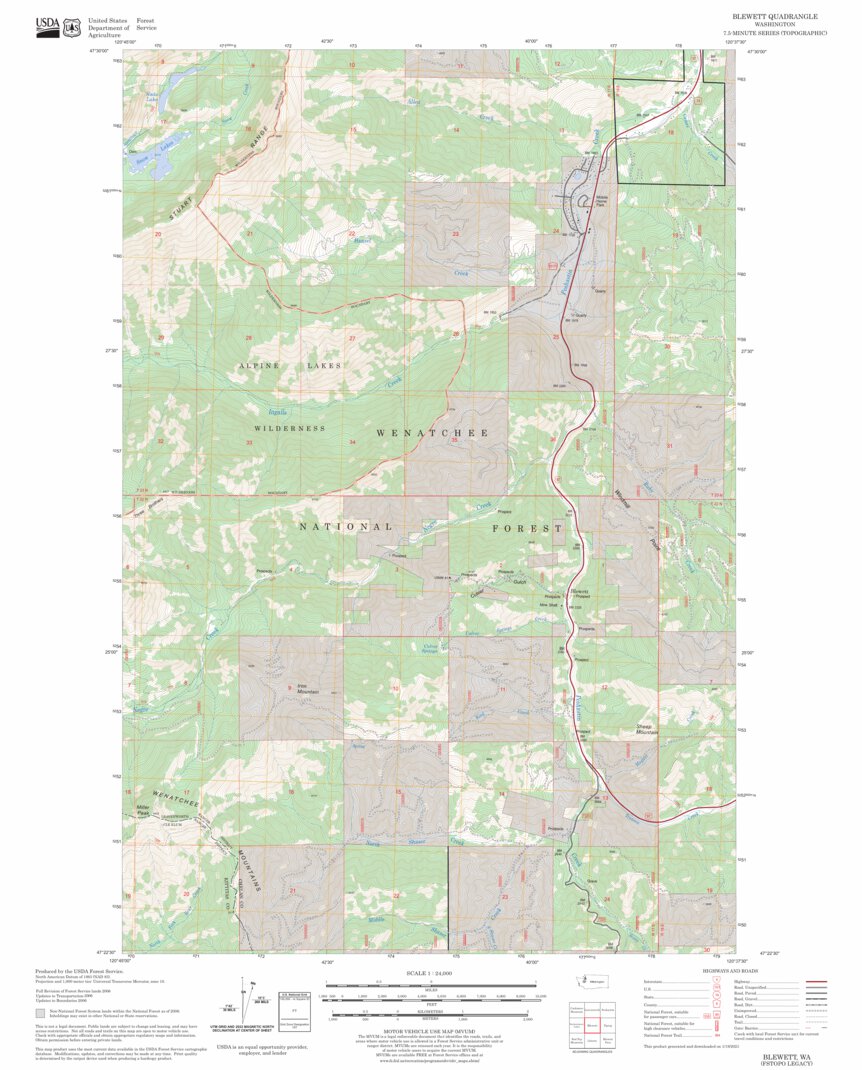 Blewett, WA FSTopo Legacy Map by US Forest Service - Topo | Avenza Maps