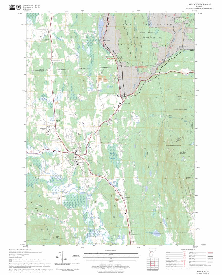Brandon, VT FSTopo Legacy Map by US Forest Service - Topo | Avenza Maps