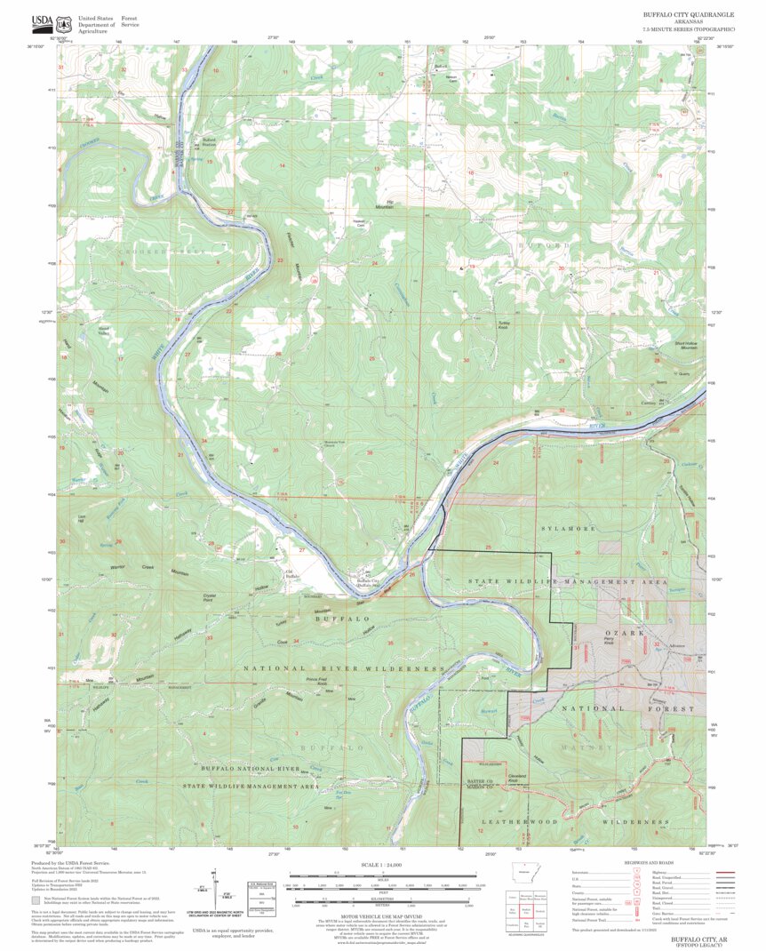 Buffalo City, AR FSTopo Legacy Map by US Forest Service - Topo | Avenza ...