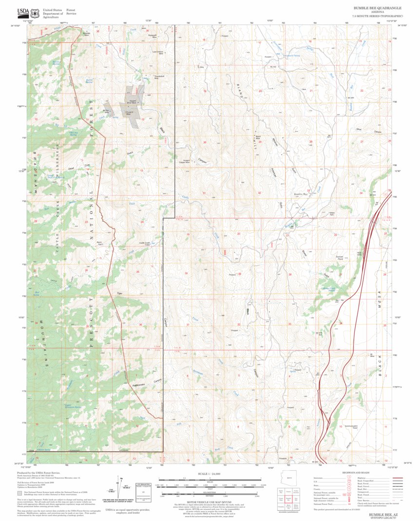 Bumble Bee, AZ FSTopo Legacy Map by US Forest Service - Topo | Avenza Maps
