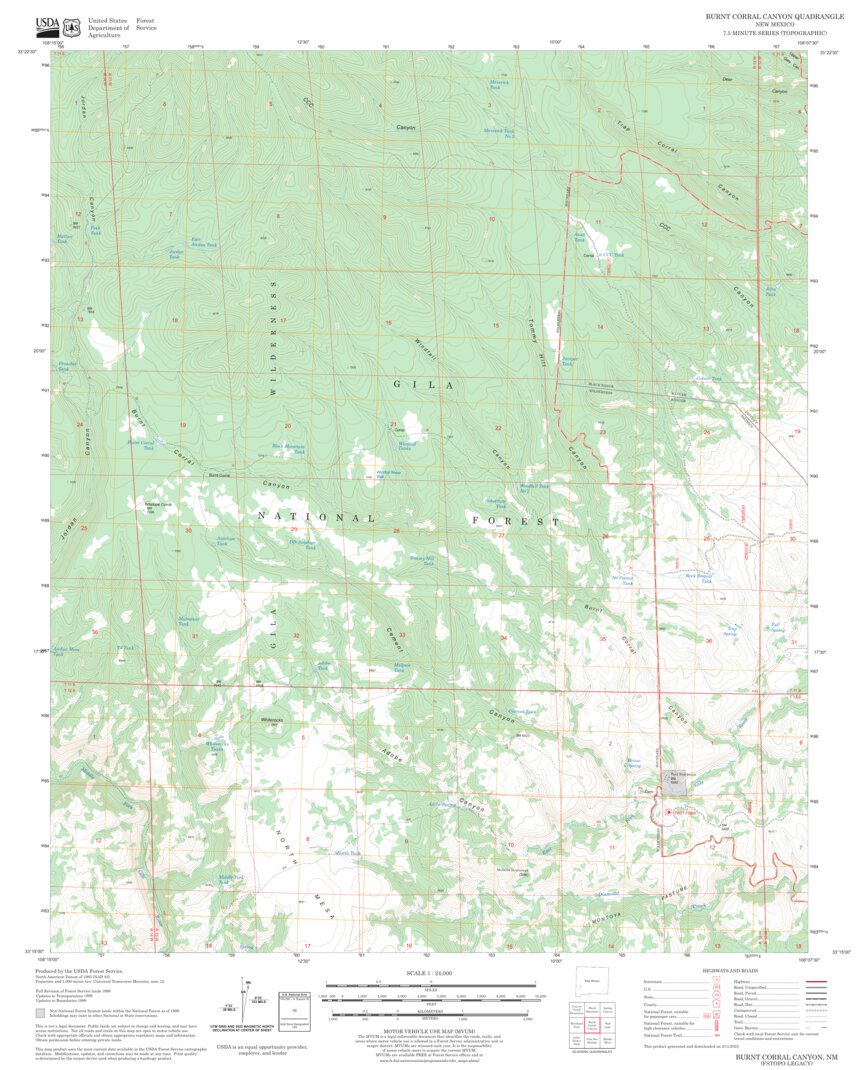 Burnt Corral Canyon, NM FSTopo Legacy Map by US Forest Service - Topo ...