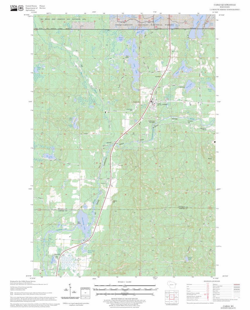 Cable, WI FSTopo Legacy Map by US Forest Service - Topo | Avenza Maps