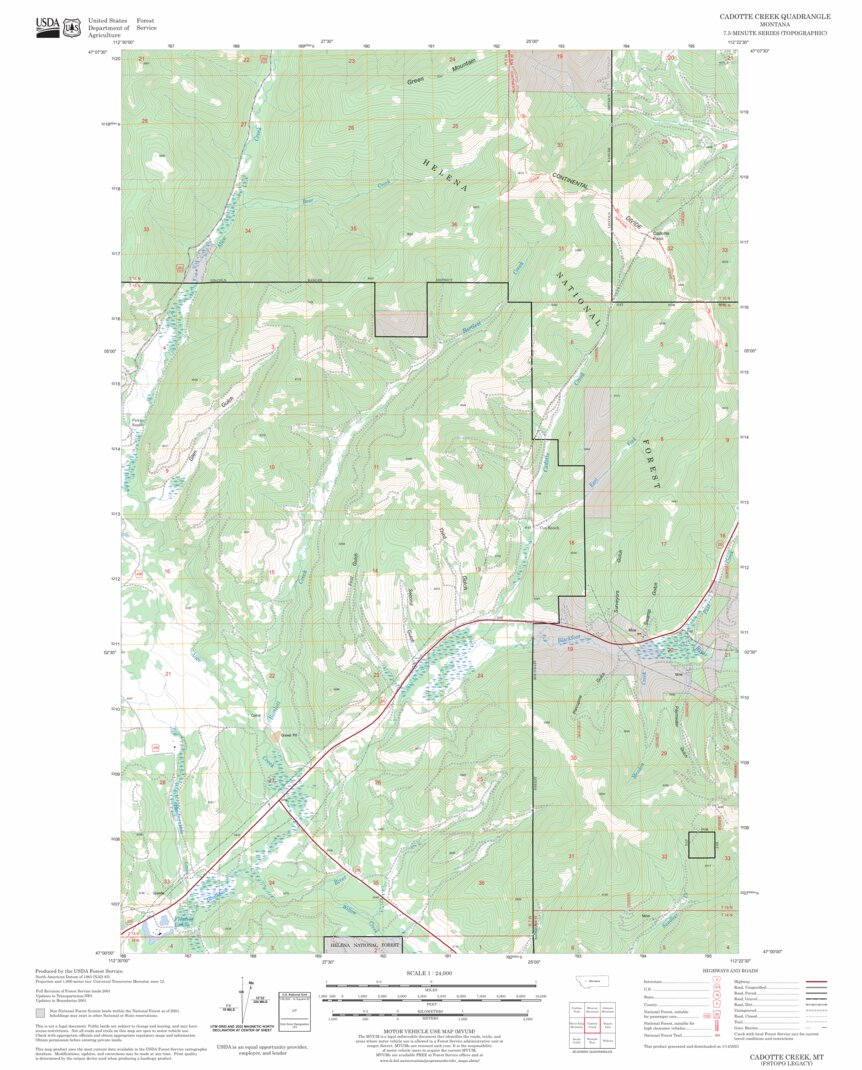 Cadotte Creek, MT FSTopo Legacy Map by US Forest Service - Topo ...
